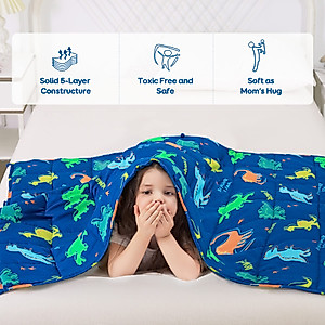 Kivik Toddler Weighted Blanket 3 lbs, Kids Weighted Blanket for Children, Soft Children Heavy Throw Blanket for All-Season Sleeping, Blue Dinosaur 36x48 Inches