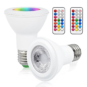 Bonlux 10W LED PAR20 RGB Dimmable Spotlight E26 Medium Base Color Changing Flood Light Bulb with Remote Control for Home Party Stage Holiday Decoration Lighting (RGB + Warm White, 2-Pack)