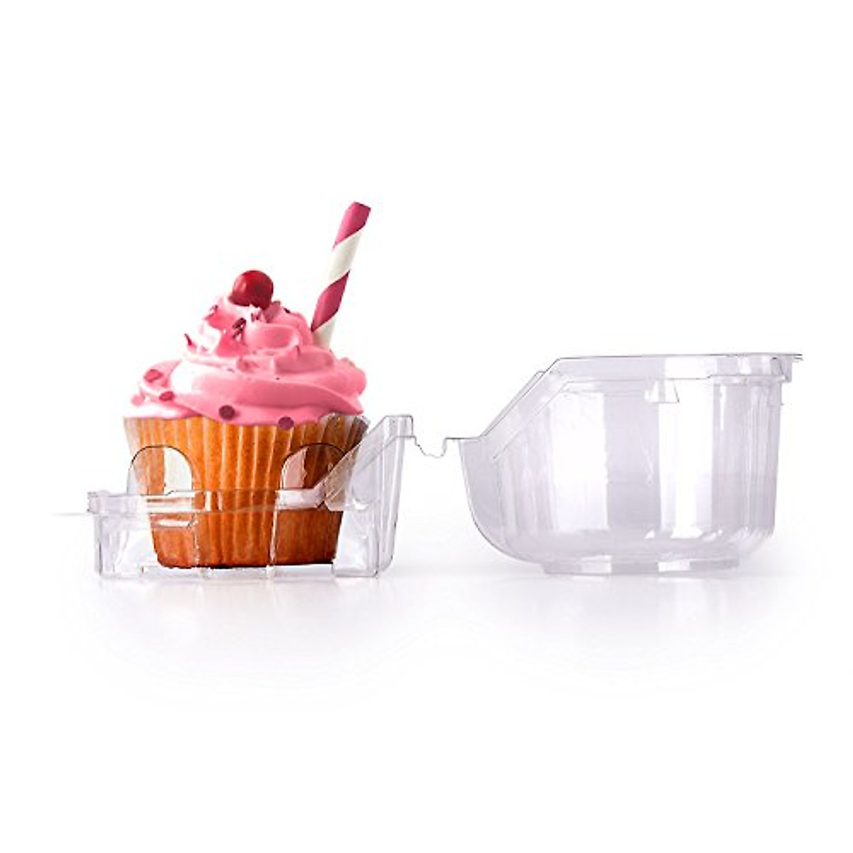 pack of 50 individual cupcake containers Strong and Sturdy Clear Plastic Cupcake Muffin Containers disposable 1 Compartment cupcake containers Cupcake Carrier Holder single cupcake favor box plastic