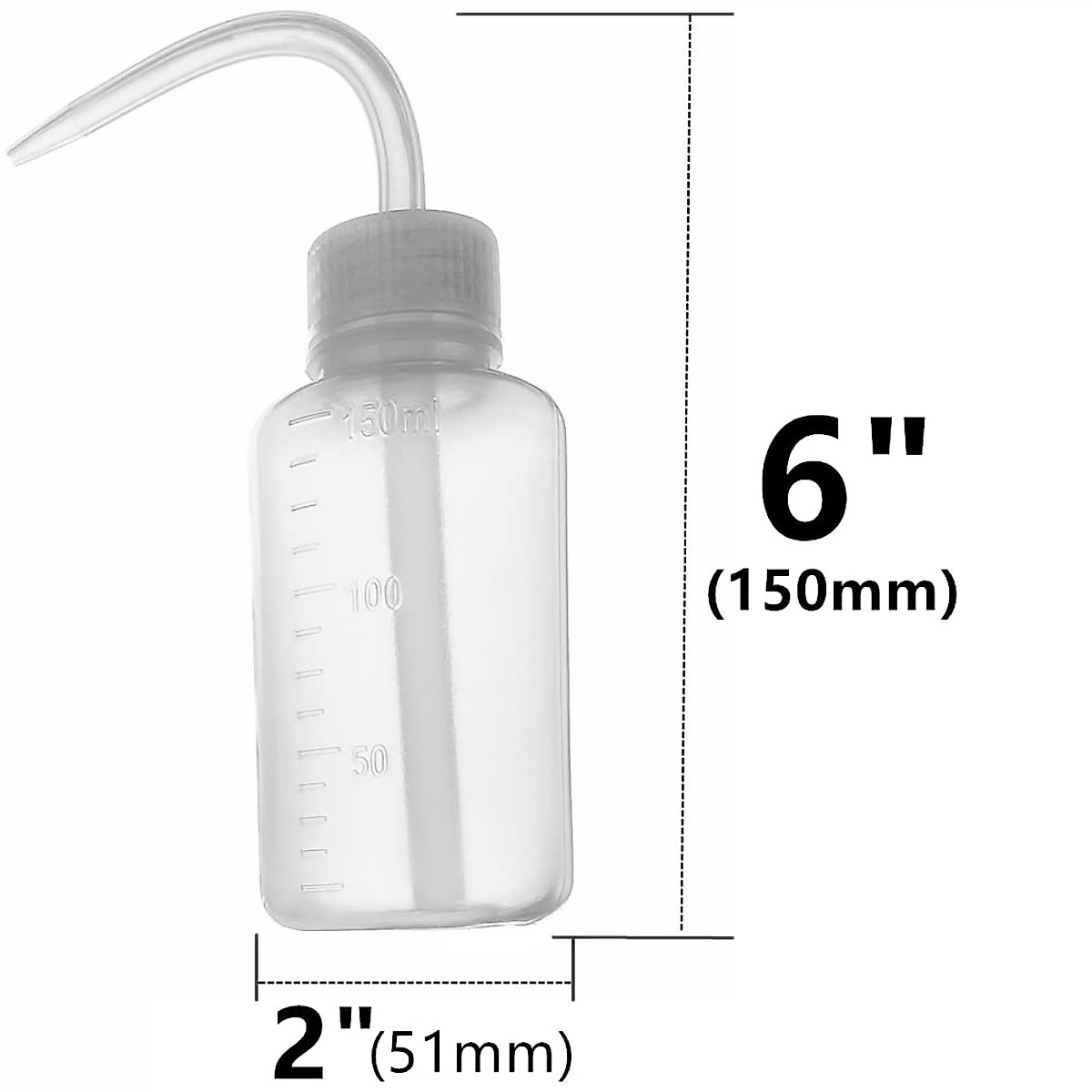 APUXON Wash Bottle 2pcs 150ml 5Oz Narrow Mouth Squeeze Bottle Medical Lab Plastic Safety Squeeze Bottle No Spill Bend Mouth Watering Cans