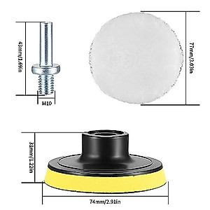 Wool Polishing Buffing Pads, 12 Pcs 3 Inch Car Polishing Buffing Wheel with Hook and Loop Back for Drill Buffer Attachment, Car Buffer Polisher Kit for Car Polishing, Waxing, & Compound Cutting