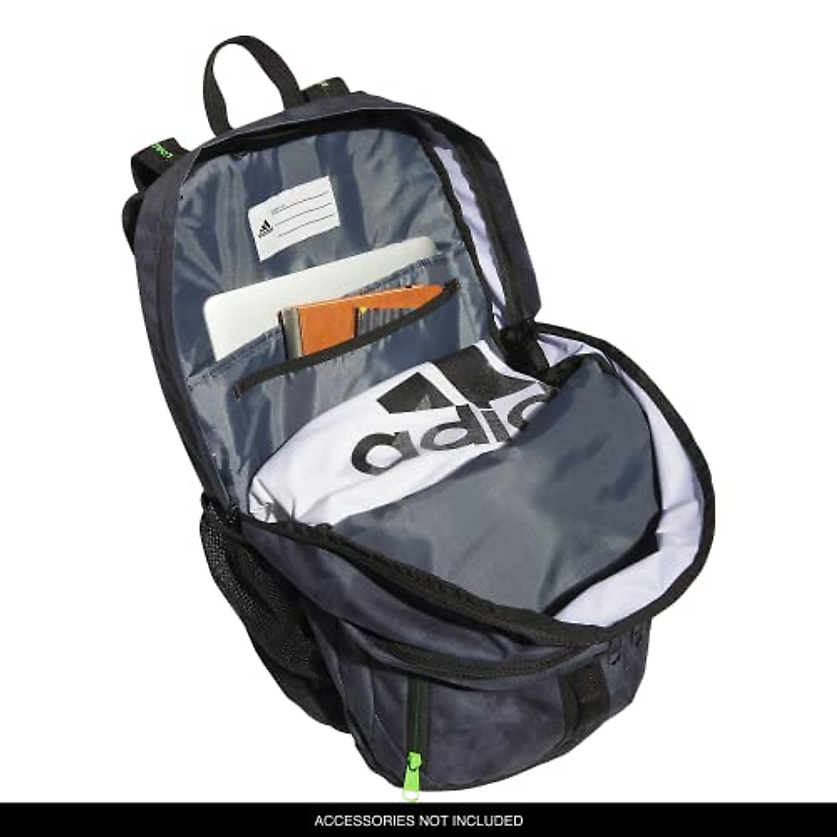 adidas Prime 6 Backpack, Stone Wash Carbon/Lucid Lime Green, One Size