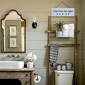 Maida Five Stars Would Poop Here Again Bathroom Sign Funny Home Decor Poop Sign for Bathroom Decor Wall Art Toilet Sign B7