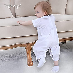 Booulfi Boys Christening Outfit 0-12 Months Baby Boy Baptism Outfit Short Boys' Christening Clothing with Hat Shoes