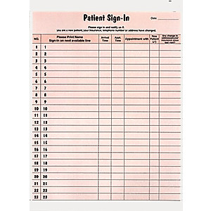 Tabbies Patient Sign-In Label Forms, 8-1/2" x 11" Form, Salmon, 23 Labels/Sheet, 125 Sheets/Pack (TAB14530)
