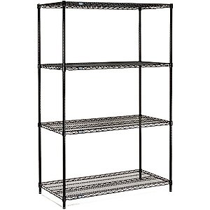 Nexel Adjustable Wire Shelving Unit, 4 Tier, NSF Listed Commercial Storage Rack, 24" x 36" x 63", Black Epoxy
