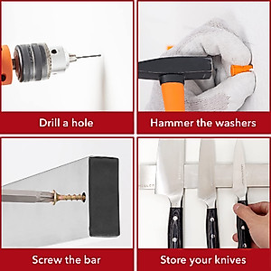 HONJO-MULLER Magnetic Knife Holder for Wall - 12 Inch Steel Knife Magnetic Strip | Home Kitchen Utensil Organizer for Easy Storage | Strong Magnet Strip for Knives and Utensils, Easy to Install