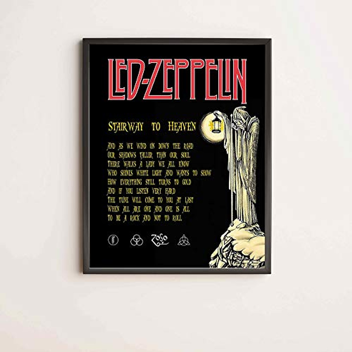 Led Zeppelin Band-"Stairway To Heaven" Song Lyrics Wall Art- 11 x 14" Rock Music Poster Print-Ready to Frame. Vintage Home-Office-Studio-Cave Decor. Perfect Gift for Musicians & All Zeppelin Fans!