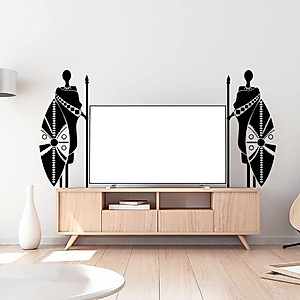 Karomenic Two African Woman Guard Art Removable Wall Stickers for Living Room Kids Bedroom Home Decor Vinly Waterproof Decals