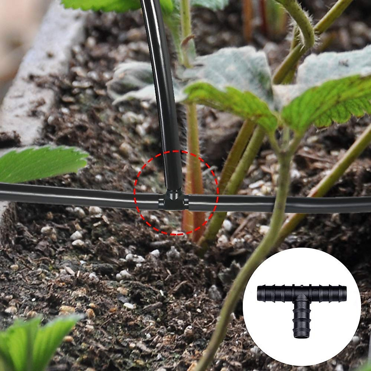 Minelife 25 Pcs Drip Irrigation Fittings for 1/2" Tubing, Irrigation Kits Accessories - 1 Switch Valve, 6 Tees, 6 Couplings, 6 Elbows, 6 End Cap Plugs, Barbed Connectors for Drip or Sprinkler Systems