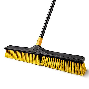 Yocada Push Broom Brush 24" Wide 65.3" Long Handle Stiff Bristles Heavy-Duty Outdoor Commercial for Cleaning Bathroom Kitchen Patio Garage Deck Concrete Wood Stone Tile Floor