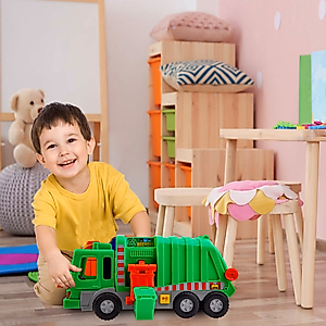 Playkidz Kids 15" Garbage Truck Toy with Lights, Sounds, and Manual Trash Lid, Interactive Early Learning Play for Kids, Indoor and Outdoor Safe, Heavy Duty Plastic