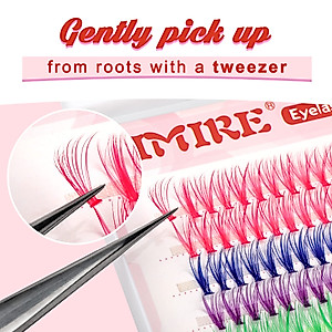 Colored Lash Clusters Individual Eyelashes 100Pcs DIY Eyelash Extensions 4 Colors Pink Lashes 14mm 3D Effect Individual Eyelashes Clusters Natural Look CC Curl Wispy Extension Reusable Pack by JIMIRE