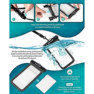 Hiearcool Universal Waterproof Case,Waterproof Phone Pouch Compatible for iPhone 12 Pro 11 Pro Max XS Max XR X 8 7 Samsung Galaxy s10/s9 Google Pixel 2 HTC Up to 7.0", IPX8 Cellphone Dry Bag - 4 Pack