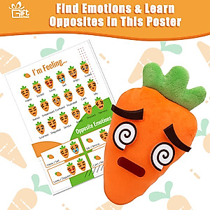 GiftAmaz Social Emotional Learning Toys - Big Feelings Carrot Social Emotional Games for Kids - 26 Facial Expressions, 10 Educational Flashcard - Preschool Learning Activities Birthday for Kid 3-6