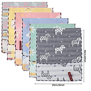 Newwiee 6 Pieces Muslin Baby Burp Cloths Infant Spit Up Thicken Burping Rags 6-Layer Absorbent Washcloths Soft Towel for Newborn Teething, 20 x 10 Inch (Fresh Color,Simple Style), SE-Newwiee-464907