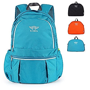ALVARZA Hiking Backpack, 36L Water-resistant Lightweight Packable Daypack, Multi Function Folding Sling Bag for Travel Camping Outdoor Cycling, Bule
