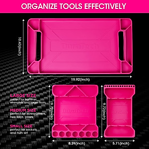 DuraTech Flexible Tool Tray, Silicone Tool Holder for Mechanics Storage, Heat and Chemical Resistant Tool Organizer for Automotive, Industry and Household(3pack Pink)