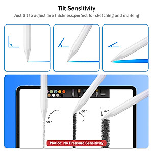 Cisteen Stylus Pen for iPad 2025-2018 with Faster Charge,Tilt Sensor Pencil Compatible with iPad 10/9/8/7/6,11th A16,Air 11/13 M2/M3,Pro 11/13 M4,Pro 12.9",Air 5/4/3,Mini 7/6/5