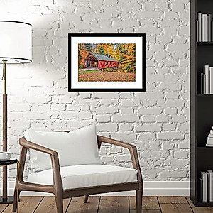 Amanti Art Framed Wall Art Print (21x16) Loon Song Covered Bridge by Gail Howarth Framed Poster for Wall Decor, Living Room, Bedroom, Bathroom, Kitchen, Office or Business Artwork from WI, USA