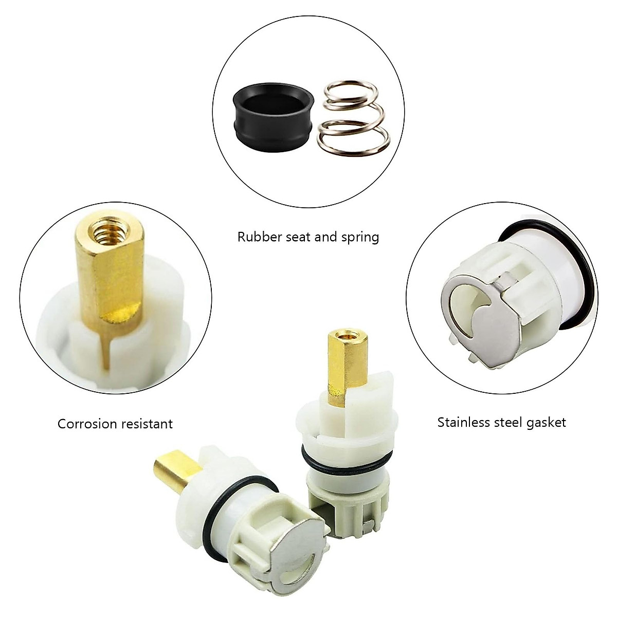 4 Pack RP25513 Faucet Stem Replacement for Two Handle Faucet Repair Kit, Faucet Stem Assembly with RP4993 Seat and Springs