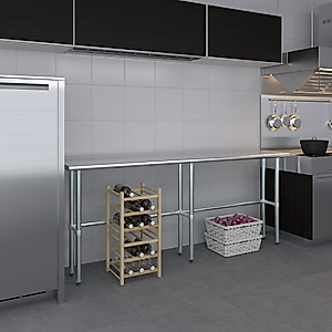 14 in. x 84 in. Open Base Stainless Steel Work Table | Residential & Commercial | Food Prep | Heavy Duty Utility Work Station | NSF