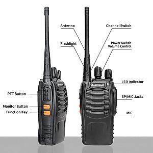 Walkie Talkies Long Range for Adults Rechargeable walkie Talkie Baofeng 2 Way Radio with Air Acoustic Tube Earpiece UHF Handheld Transceiver Walky Talky with Flashlight Battery USB Charger(4 Pack)