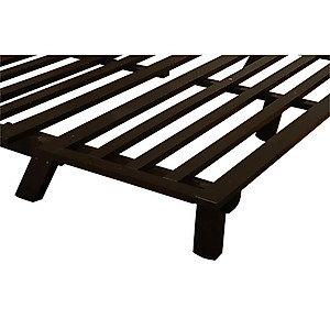 Kodiak Furniture Carson 75" Traditional Full-Size Wood Futon Frame, Solid Pine Construction, Assembly Required, in Java Brown Finish