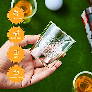 CRAFTGEN Golf Ball Shot Glasses Set of 4 - Funny Handmade Golf Birthday Gifts for Men - 2oz Double Walled with 3D Shape Golf Ball Inside for Tequila, Whiskey, Cocktail - Presents for Golfer