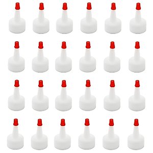 YYANGZ 24PCS Dispensing Caps, Replacement Caps Tip Caps Plastic Bottle Caps Yorker Dispensing Cap Red Pointed Mouth Bottle Cap for Plastic Squeeze Bottles Glue Bottles