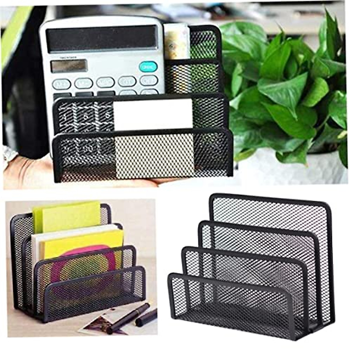 NUOBESTY School Metal Paper Holders Collection Folders Stacking Desktop Record Mail Folder Mesh Countertop Cell Duty Filing Desk Bill Organizer Holder Compartments Rack Letter Tray Home