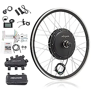 PEXMOR Electric Bike Conversion Kit,48V 1200W 26" Front/Rear Wheel Ebike Conversion Kit, Electric Bicycle Hub Motor Kit with LCD Display/Controller/PAS/Brake Lever/Torque Arm (Rear)