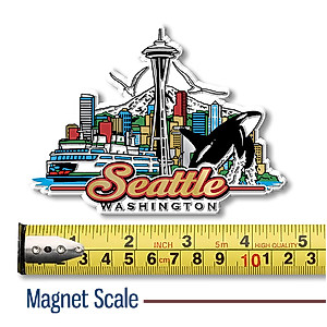 Seattle City Magnet by Classic Magnets, Collectible Souvenirs Made in The USA, 4.5" x 3.3"