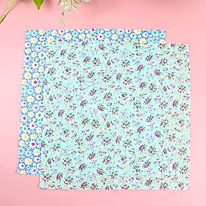 EXCEART 9pcs Cotton Fabric Quilting Patchwork Fabric Square Sewing Craft Fabric Printed Fabric Bundle with Scissors for Sewing Quilting Handmade DIY Crafts (Mixed Color 25x25cm)