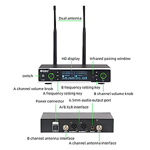 D Debra Audio R202 UHF Wireless Handheld Microphone System, 2x100 Channels Metal Dual Professional Cordless Dynamic Mic for Home Karaoke DJ Meeting Party Church, 320FT