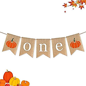 SWYOUN Burlap Pumpkin One Banner Boy Girl 1st Birthday Party Supplies Decoration