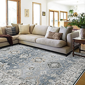 YOUFORTONG Washable 9x12 Area Rug: Rugs for Living Room Ultra Soft Carpet for Bedroom Waterproof Rug Non Slip Rugs for Hardwood Floors (Gray, 9x12)