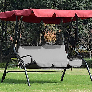 Boquite Swing Seat Cushion Cover Set, Outdoor Swing 3‑Seat Chair Waterproof Cushion, Replacement Cushion for Outdoor Swing, Patio Garden Yard, Waterproof (Gray)