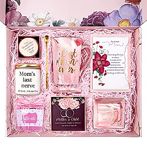 Mothers Day Gifts, Happy Birthday Mom Gifts, Gift Basket for Mom, Gift Box for Women, Wife, Mother in Law, New Mom. Christmas Gift, Mom Gifts for Mothers Day-Coffee Mug Set, Necklace, Socks, Candle