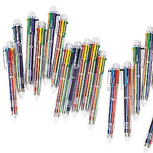 Huji Multicolor 0.5mm Ballpoint Pens for School Supplies Office Arts & Crafts Students Little Ones Party Favor Gift (Multicolor Retractable Pens – 18 PK 6 in 1)
