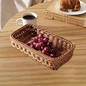 IEUDNS Rattan Storage Basket Wicker Organizer Woven Wicker Box Key Holder Rectangular Woven Basket for Living Room Bedroom Shelf