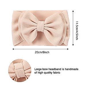 Lawie 12 Pack Double Layer Bowknot Large Knot Hair Bow Elastic Stretchy Wide Nylon Headbands Hairband Hairbows Turban Headwraps Hair Accessories for Kids Toddler Infant Newborn Baby Girl Bulk