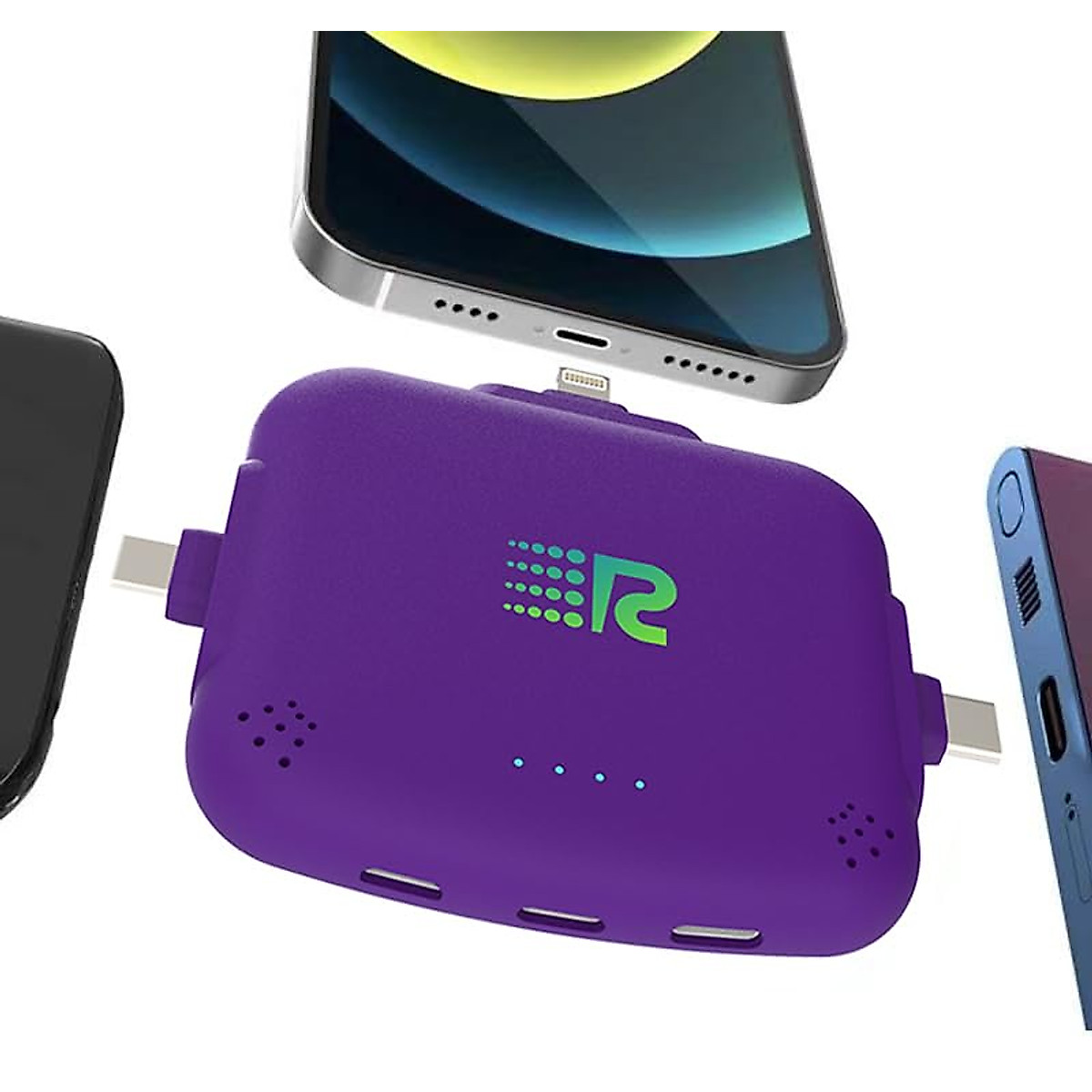 Rush Charge Comet Portable Power Bank – 3200mah, 2.1A High-Speed Power Bank Fast Charging - Apple Lightning, Type C, Micro-USB Battery Bank Charges 3 Devices at a Time – Pre-Charged Portable Charge