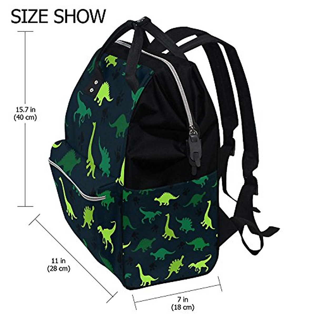 Backpack Diaper Bag Green Animal Dinosaur Womens Travel Bag Mens Laptop Bags (15.7"x11"x7", as Color)…