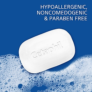 Cetaphil Bar Soap, Deep Cleansing Face and Body Bar, Pack of 3, For Dry to Normal, Sensitive Skin, Soap Free, Hypoallergenic, Paraben Free, Removes Makeup, Dirt and Oil