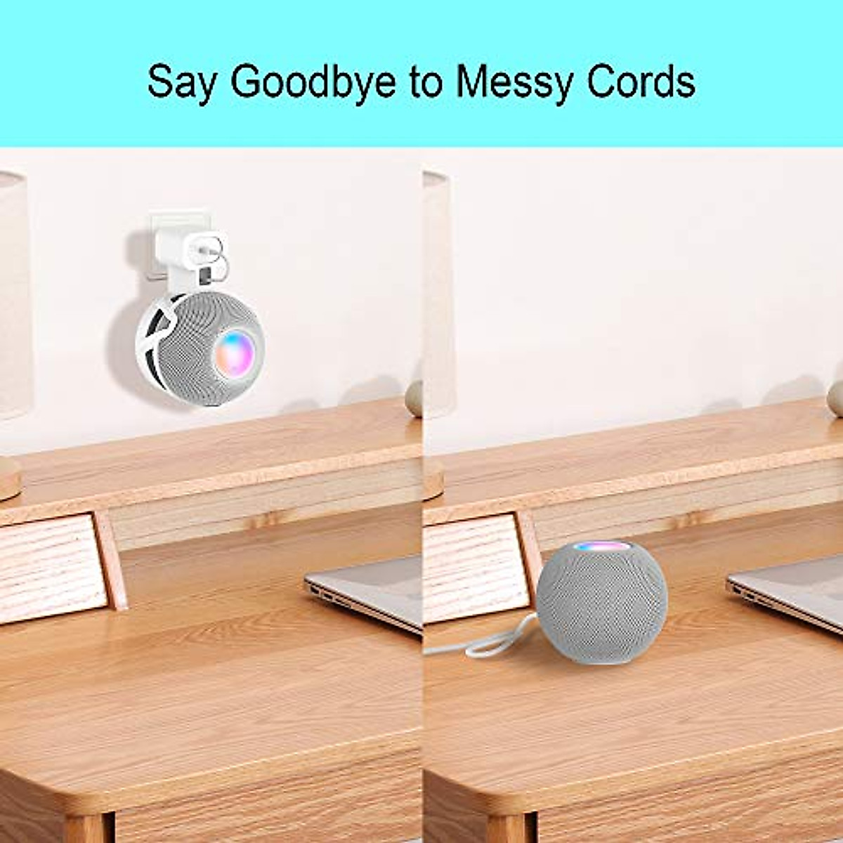Outlet Wall Mount Holder for Homepod Mini, Space-Saving Design Perfect Cord Management Outlet Socket Wall Mount for Homepod Mini Voice Assistant