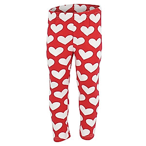 Unique Baby Girls Valentines Day Toddler Double Hearts Legging Set Outfit (4 Years, Red)