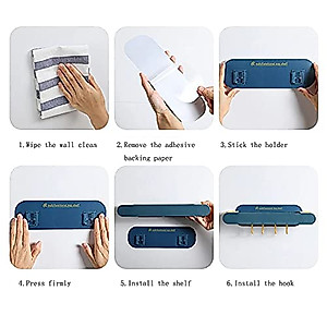 NRAPOOB Mop And Broom Holder Wall Mount, Bathroom Shelves Wall Mounted, Broom Organizer Holds Self Adhesive No Drilling Super Anti-Slip, Broom and Dustpan Hanger for Home, Kitchen