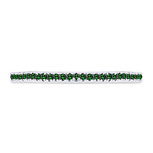 Jewel Zone US Simulated Green Emerald Eternity Stackable Wedding Ring in 14k White Gold Over Sterling Silver (1/5 Ct)