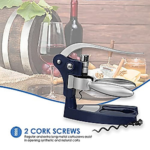MichaelGraves Rabbit Vertical Levered Wine Bottle Opener – Holding Base, Extra Long Corkscrew and Foil Remover Included